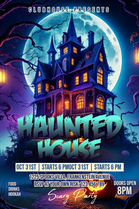 Halloween Haunted House Poster Templat | PosterMyWall
