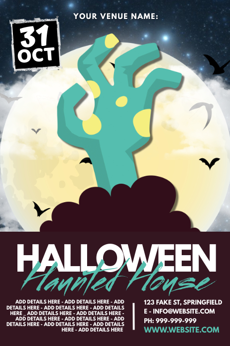 Halloween Haunted House Poster Template | PosterMyWall
