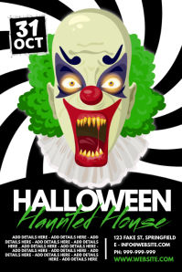 Scary Circus Clown Horror Haunted Halloween Party Costume Template ...