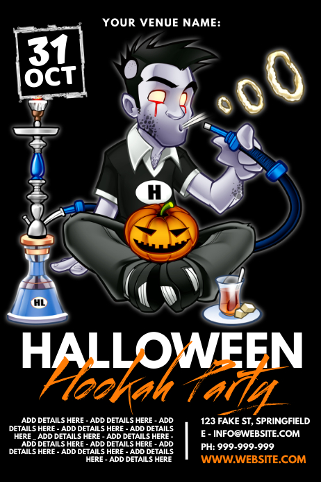 Halloween Hookah Party Poster Template | PosterMyWall