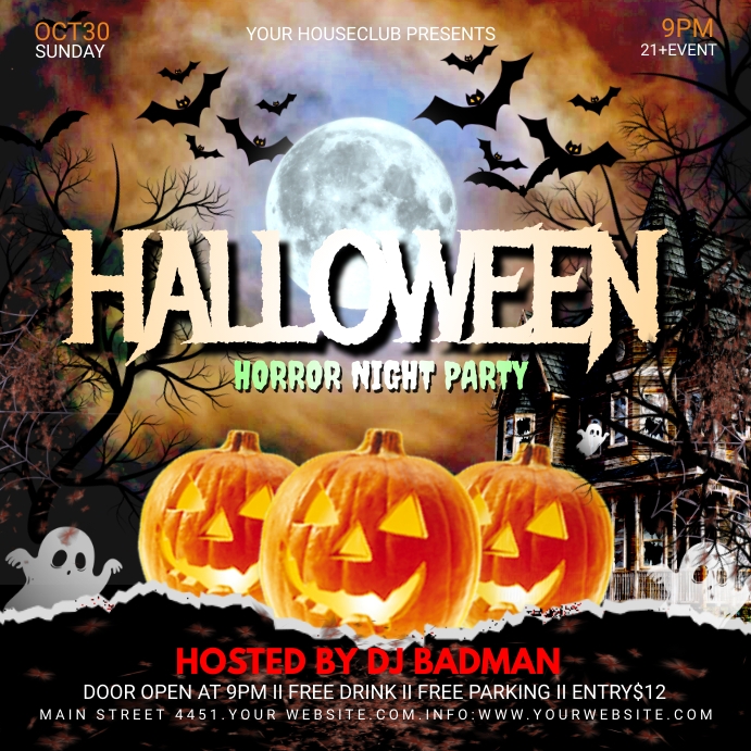 Halloween horror night party Template | PosterMyWall