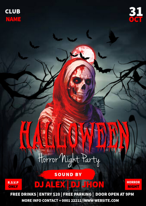 halloween horror night party flyer Template | PosterMyWall