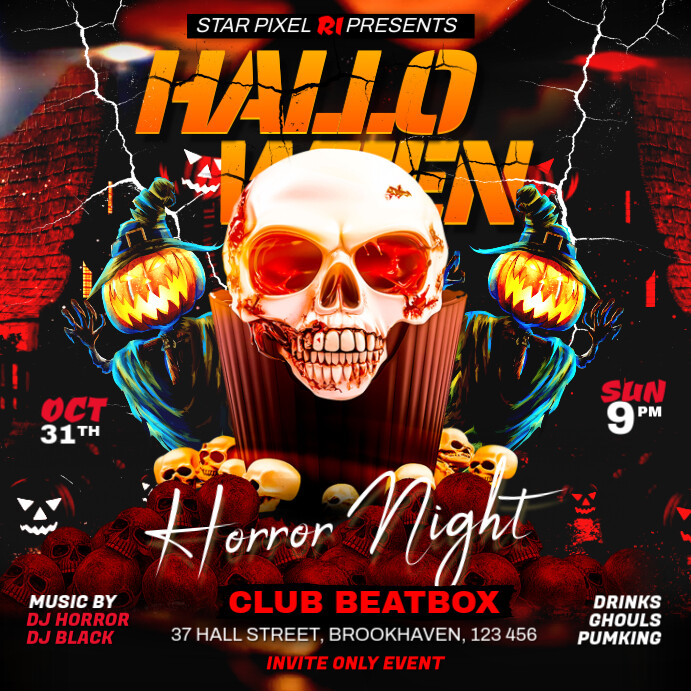 Copy of Halloween Horror Night Party flyer | PosterMyWall