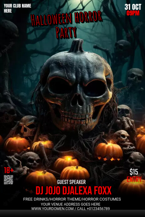 HALLOWEEN HORROR PARTY (1) Template | PosterMyWall