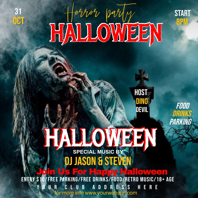 Halloween Horror Party Template | PosterMyWall