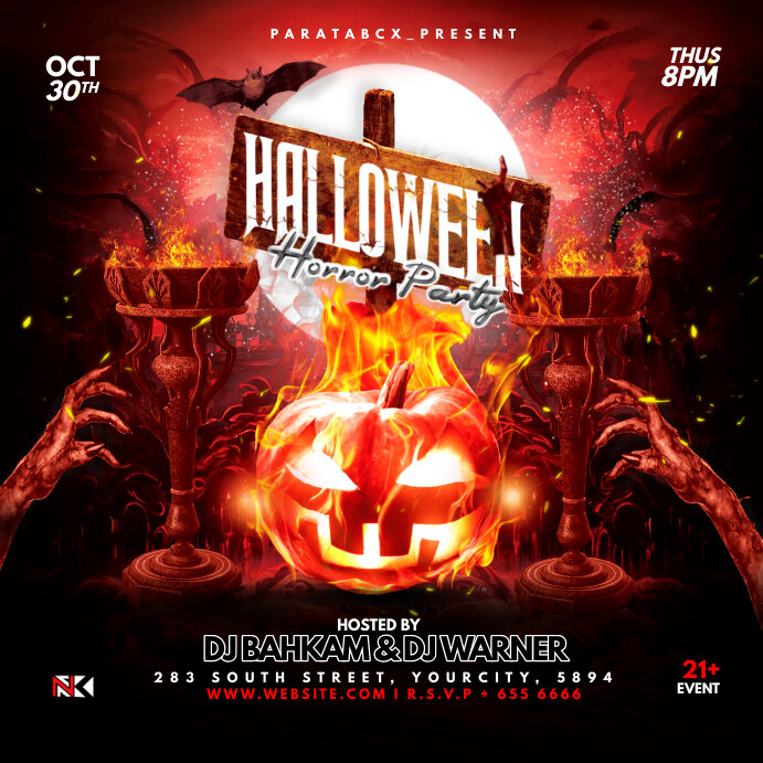 Halloween Horror Party flyer Template | PosterMyWall