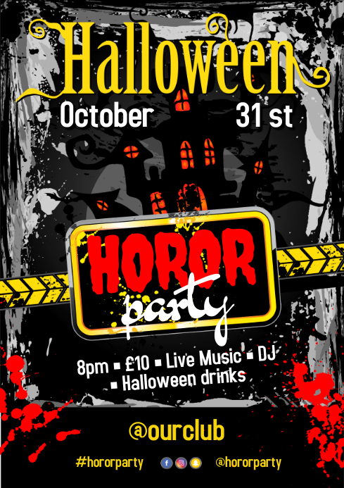 Halloween Horror Party Poster Template | PosterMyWall
