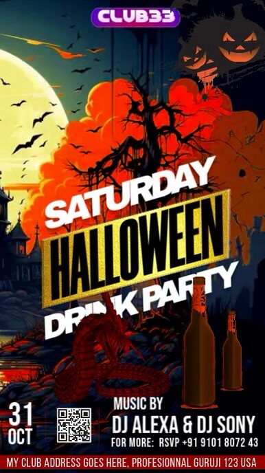 halloween /horror/spooky/trick or treat party Template | PosterMyWall