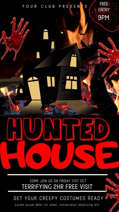 halloween hunted house เทมเพลต | PosterMyWall