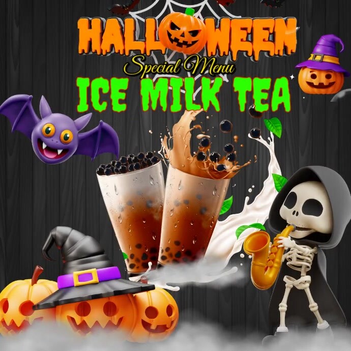 Halloween Ice Milk Tea Template | PosterMyWall