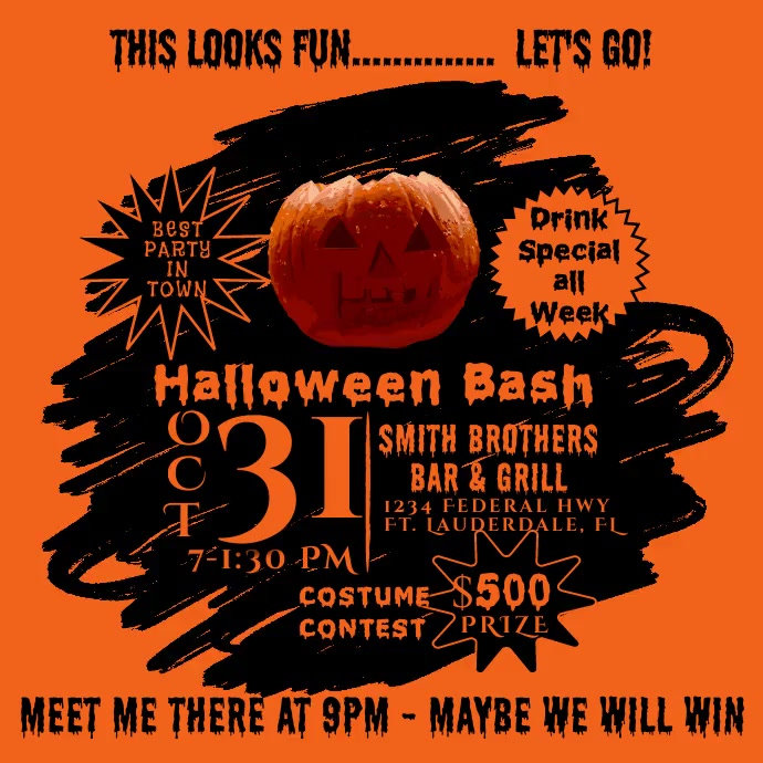 Copy of Halloween Invitation Bar Costume Contest | PosterMyWall