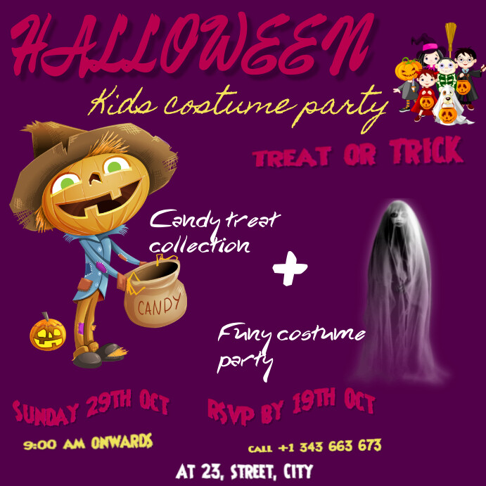 Halloween kids Costume party Template | PosterMyWall