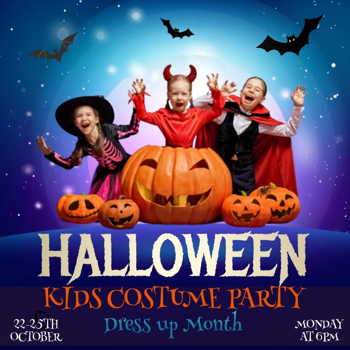 Halloween kids costume party Instagram post. Template | PosterMyWall