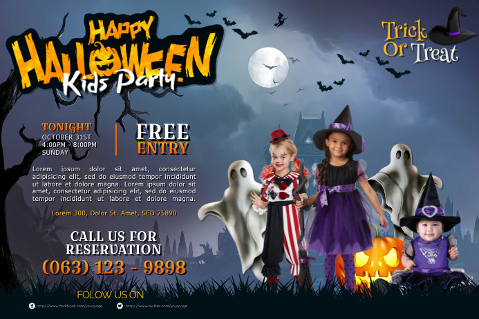 Halloween Kids Party - Banner (4ft x 6ft) Template | PosterMyWall