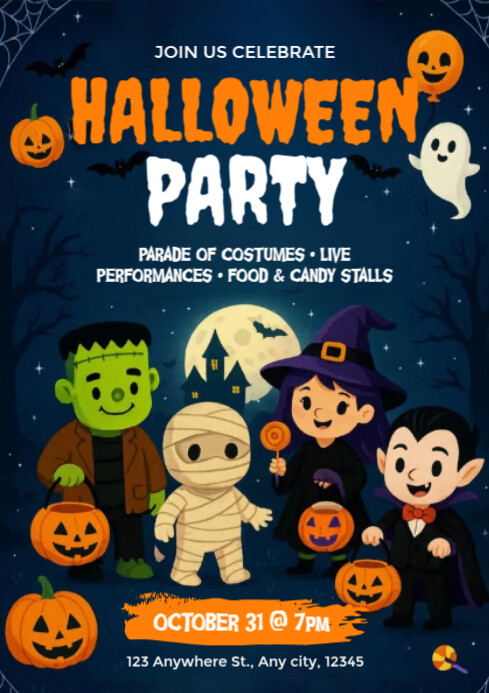 halloween kids party Template | PosterMyWall