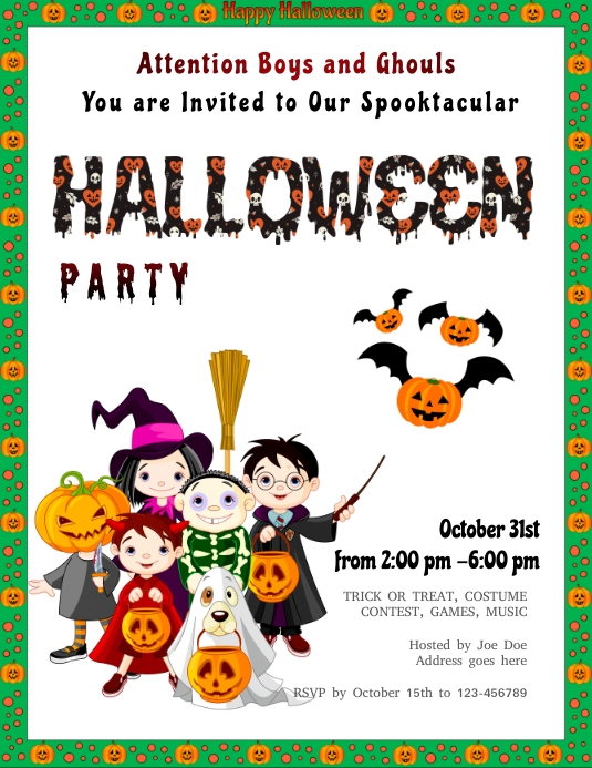 Halloween kids party flyer Template | PosterMyWall