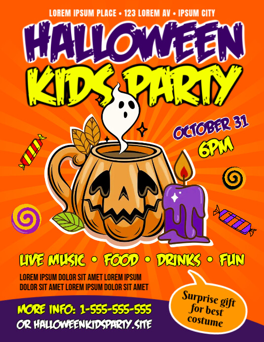 HALLOWEEN KIDS PARTY FLYER Template | PosterMyWall