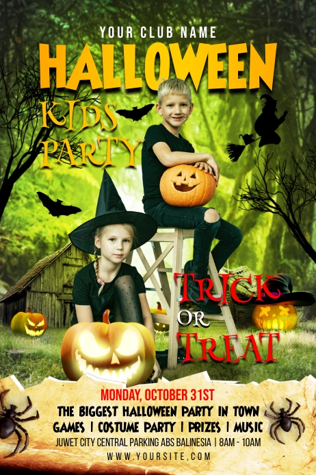 Halloween Kids Party Flyer Template | PosterMyWall