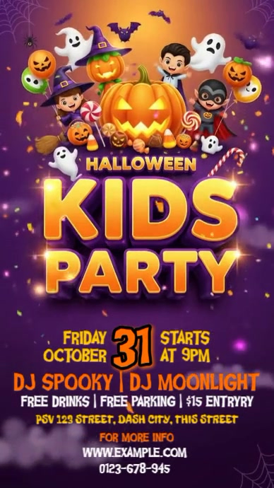 Halloween kids party invitation template | PosterMyWall