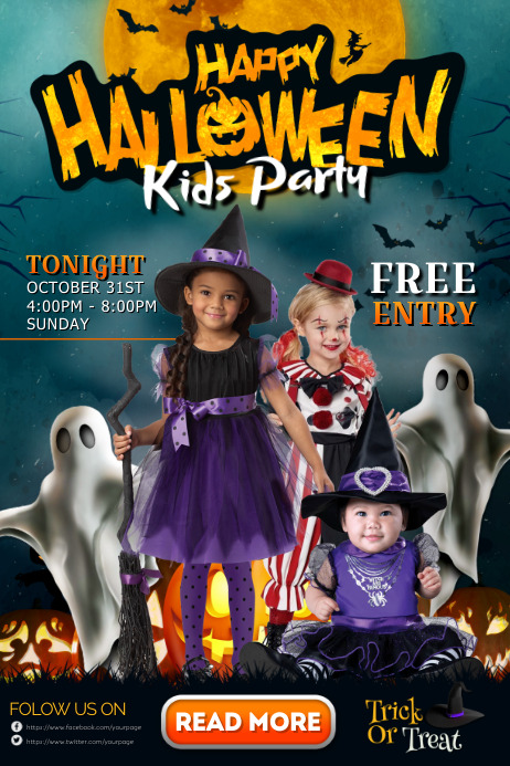 Halloween Kids Party - Poster Template | PosterMyWall