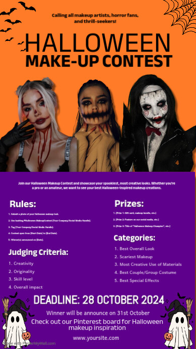 Halloween Makeup Contest Instagram Story Template | PosterMyWall