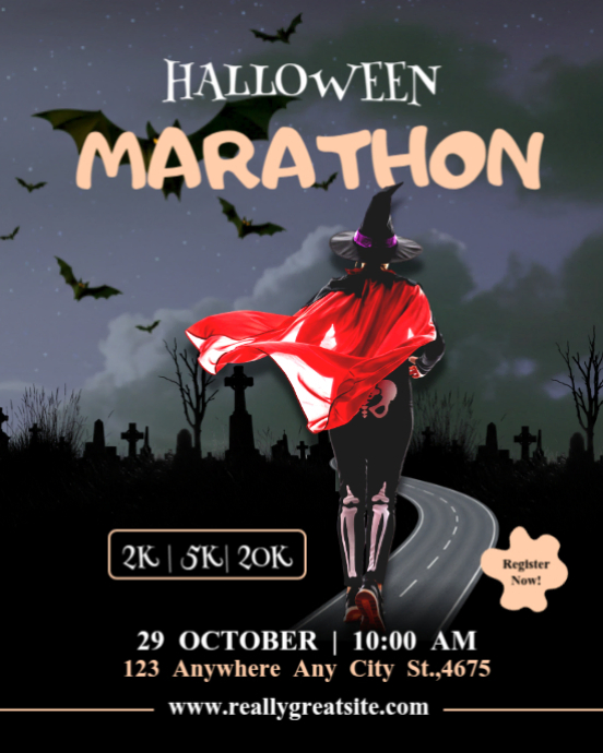 Plantilla de Halloween Marathon Poster Template – Spooky Night Run ...