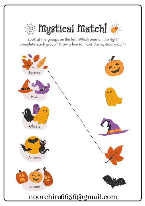 Plantilla de Halloween matching worksheets | PosterMyWall