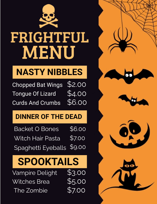 halloween menu,menu design free templates | PosterMyWall