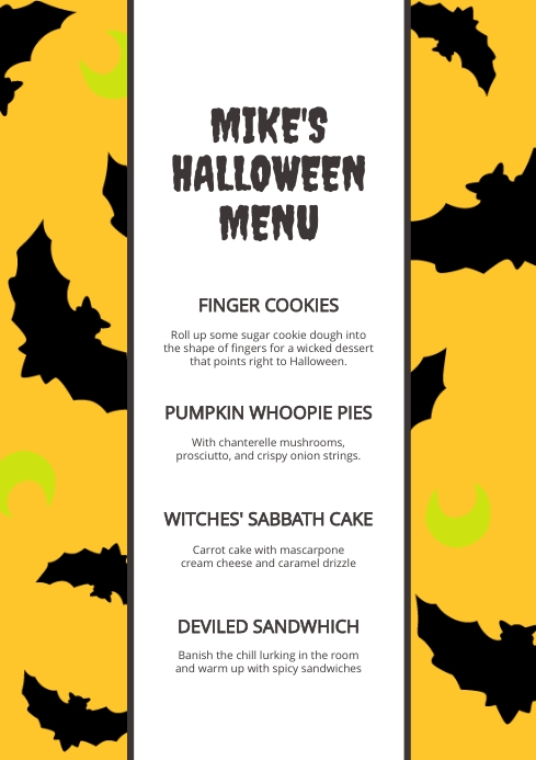 Halloween Menu A2 Template | PosterMyWall