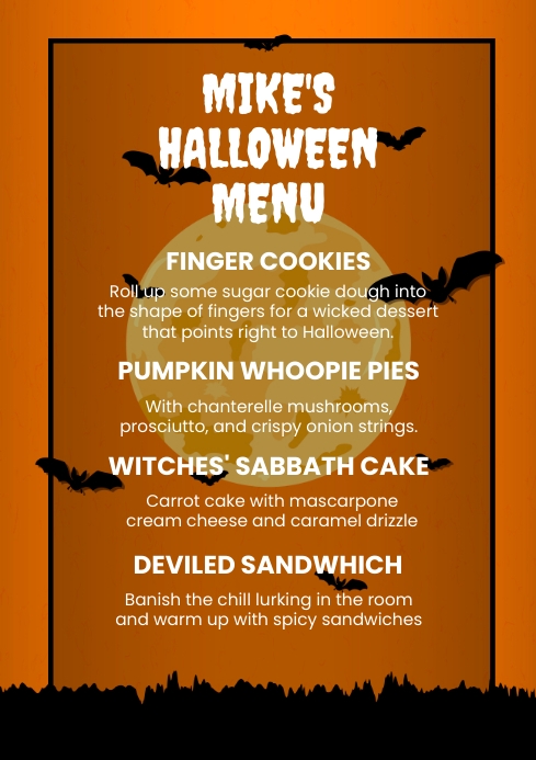 Halloween Menu A4 Template | PosterMyWall