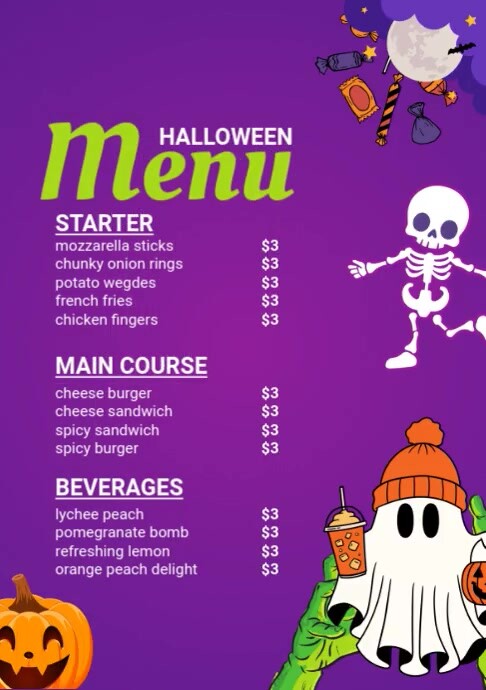 Halloween Menu Template | PosterMyWall