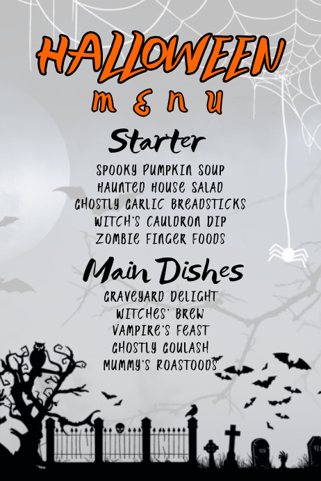 halloween menu Template | PosterMyWall