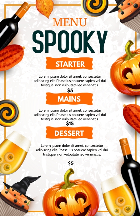 halloween menu Template | PosterMyWall
