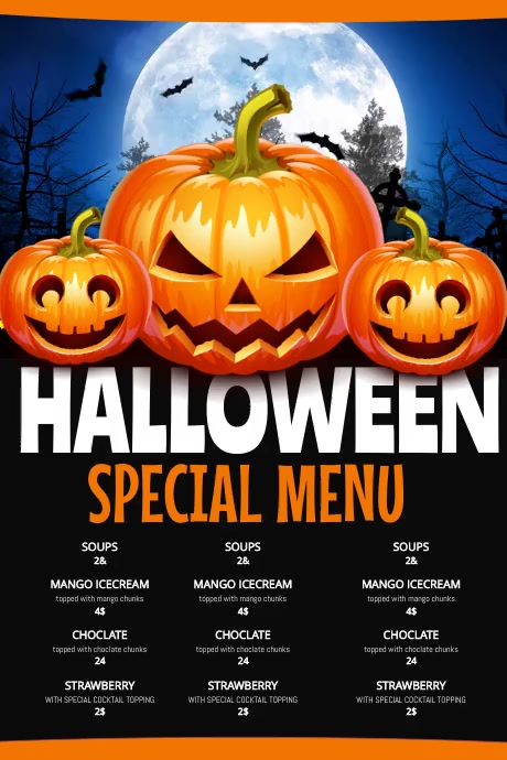 halloween menu Template | PosterMyWall
