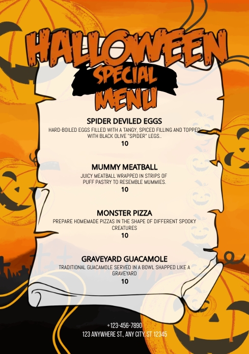 HALLOWEEN MENU Template | PosterMyWall