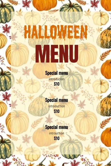 HALLOWEEN MENU Template | PosterMyWall
