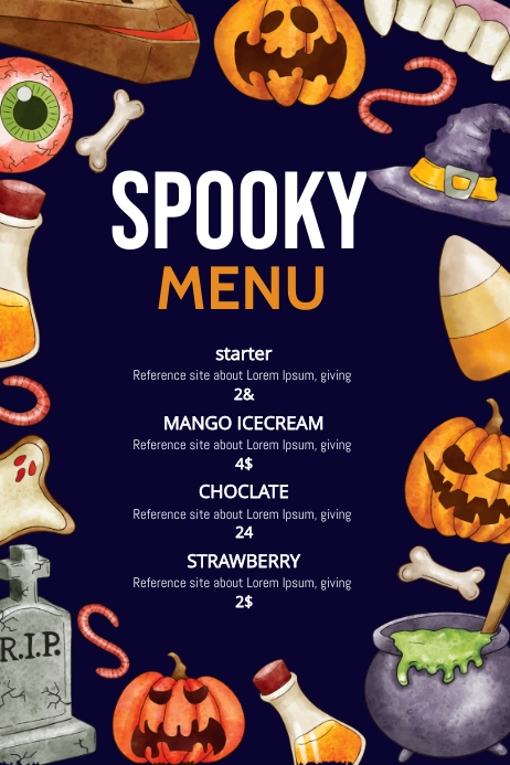 Halloween menu Template | PosterMyWall
