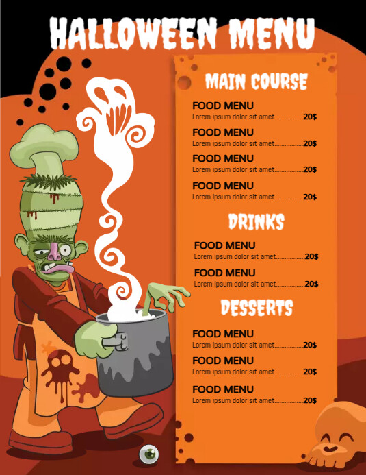 Halloween Menu Flyer Ads Template | PosterMyWall