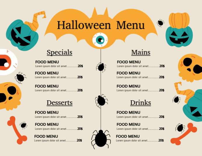 Halloween Menu Flyer Template | PosterMyWall
