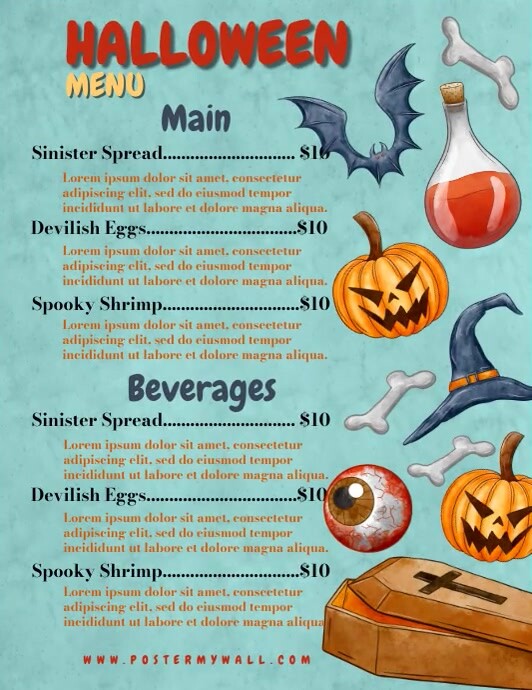 halloween menu flyer Template | PosterMyWall