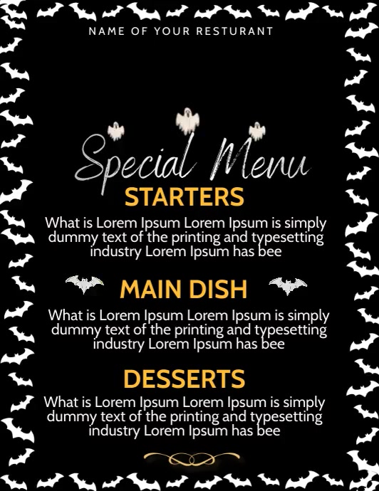 Halloween Menu Flyer Template | PosterMyWall