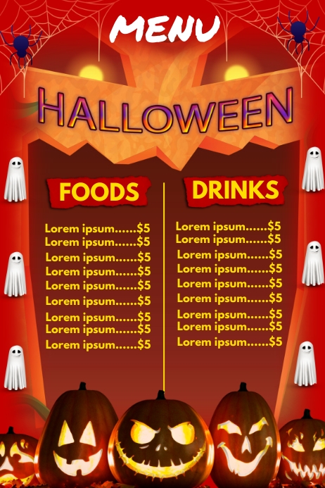 Halloween menu flyer Template | PosterMyWall