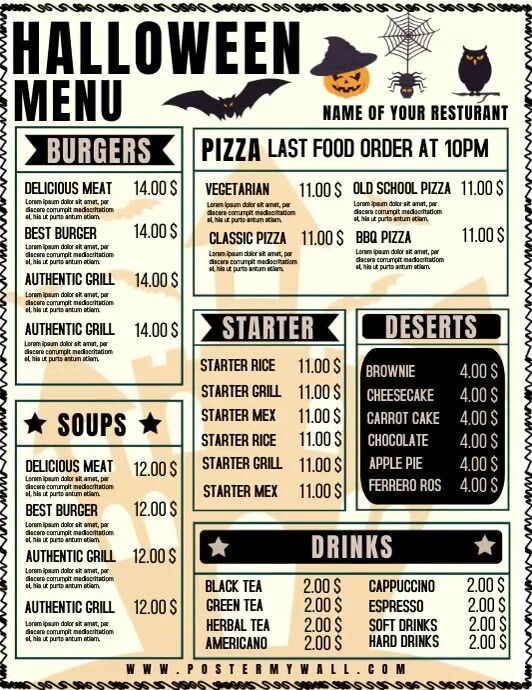 Copy of Halloween Menu Flyer | PosterMyWall