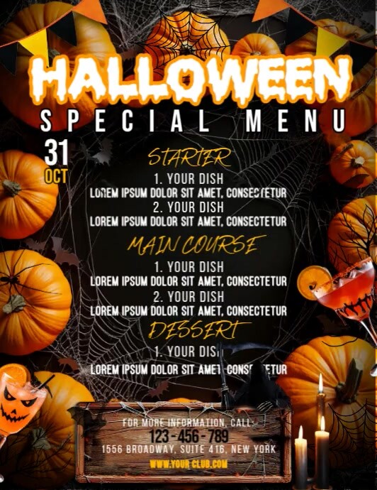 Plantilla de Halloween Menu Flyer | PosterMyWall