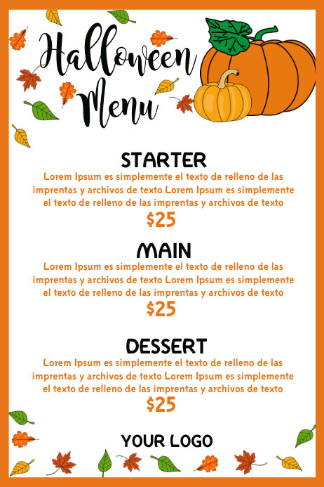 Halloween Menu Flyer Template | PosterMyWall