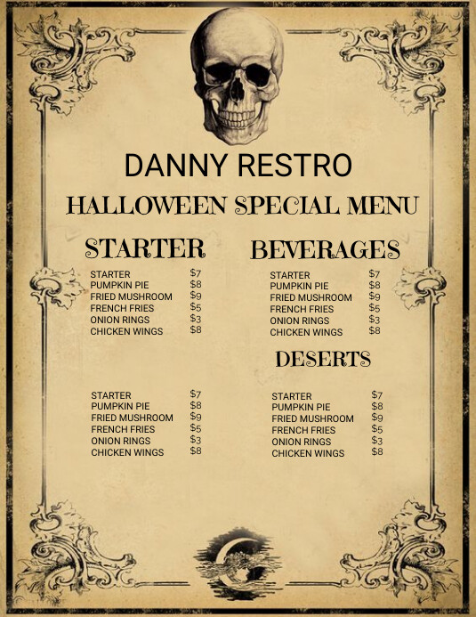 Halloween menu flyers Template | PosterMyWall