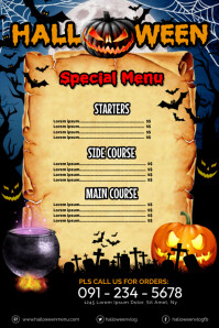 Creative Halloween Restaurant Menu Design Template | PosterMyWall