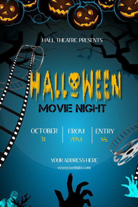 Halloween Movie Night Template | PosterMyWall