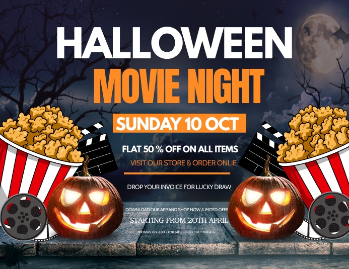 Halloween movie night Template | PosterMyWall