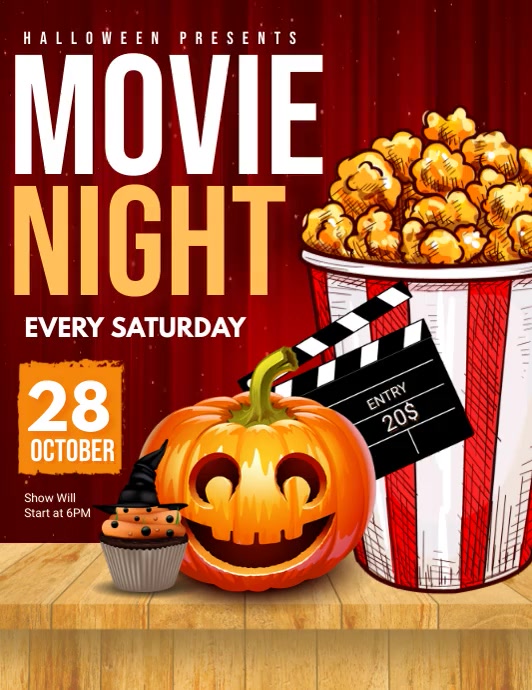 Halloween movie night Template | PosterMyWall
